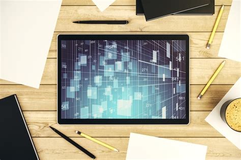 Premium Photo Stats Data Illustration On Modern Digital Tablet Monitor Computing And Analytics