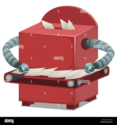 Paper Sorting Robot Isolated On White Background Vector Cartoon Close