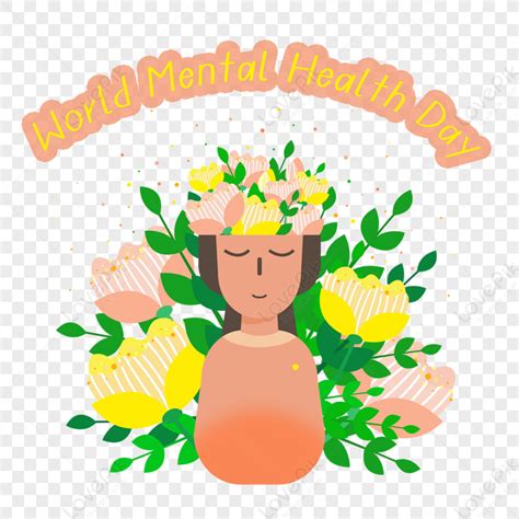 손으로 그린 식물 세계 일러스트 정신 건강의 날 요소인식보건 의료 Png 일러스트 무료 다운로드 Lovepik