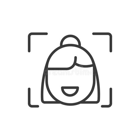 female face id icon in line design female face id recognition