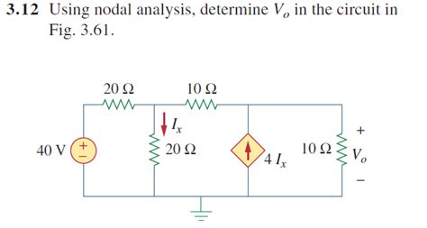 Solved 312 Using Nodal Analysis Determine Vo In The
