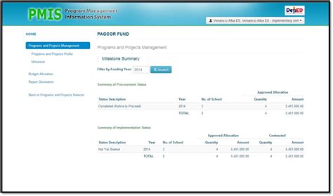 Program Management Information System Pmis User Guide