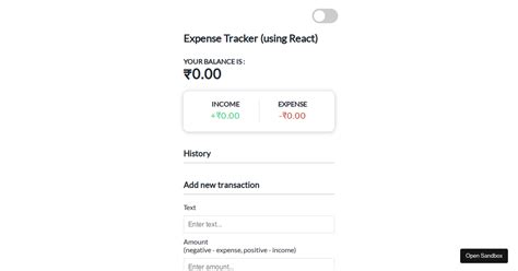 expense trackerreact codesandbox