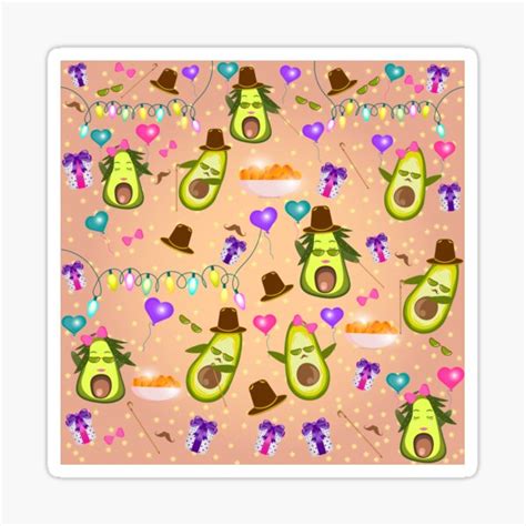 "Avocado pattern on beige background with stars." Sticker for Sale by NatyArmada | Redbubble