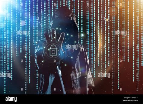 Unrecognizable Hacker Portrait Security And Technology Crime Concept