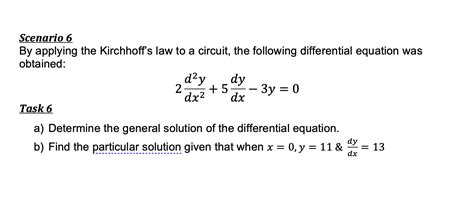 Solved Scenario By Applying The Kirchhoff S Law To A Chegg Com