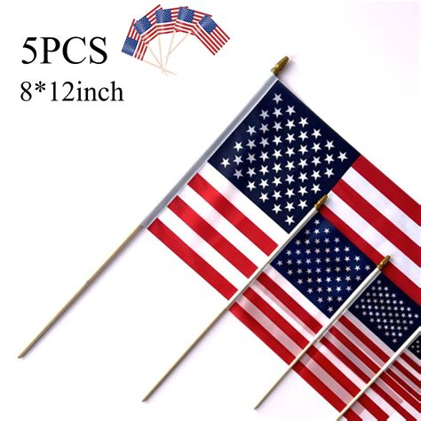 5 Pcs 8x12 Inch Small American Flags On Sticks Small Us Flagsmini