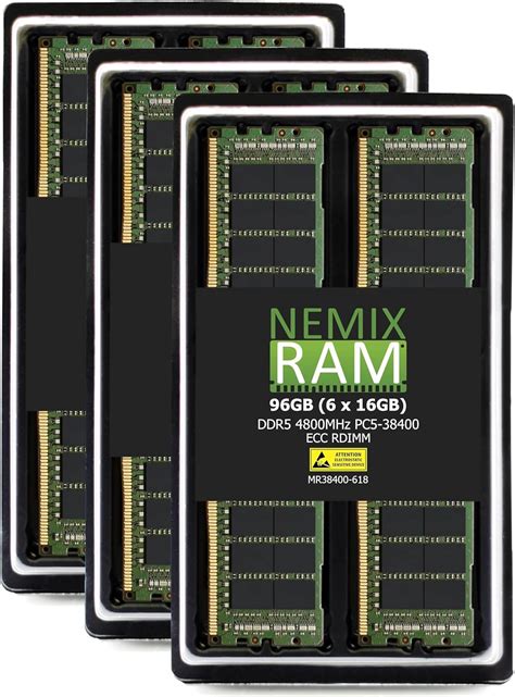 Nemix Ram 96gb 6x16gb Ddr5 4800mhz Pc5 38400 1rx8 11v Cl40 288 Pin