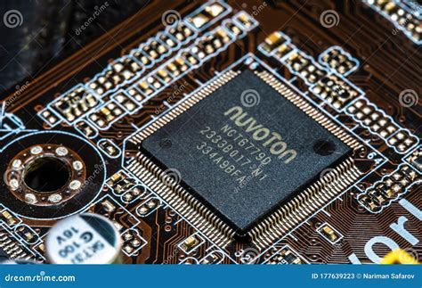Microchip With Legs On The Motherboard Stock Image Image Of Element Board