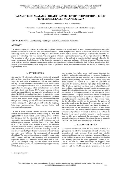 Pdf Parameteric Analysis For Automated Extraction Of Road Edges From