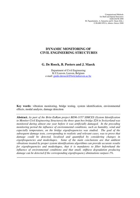 Pdf Dynamic Monitoring Of Civil Engineering Structures