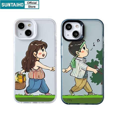 Suntaiho ốp lưng iphone Dễ Thương hài hước nam nữ trong suốt in hình Cặp đôi Ôp Điện Thoại TPU