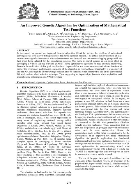 pdf an improved genetic algorithm for optimization of mathematical test functions