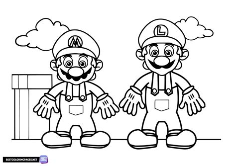 Luigi And Mario Colouring Free Printable Coloring Pages
