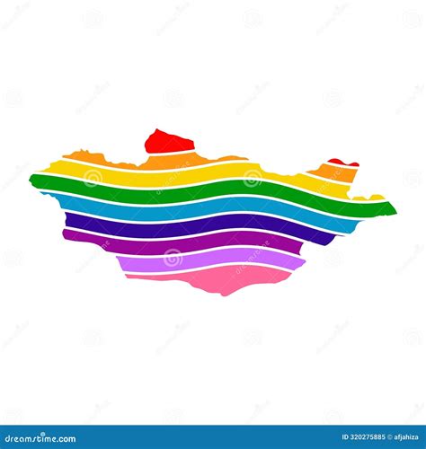 Mongolia Swoosh Silhouette Rainbow Map Stock Vector Illustration Of