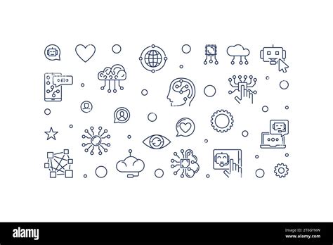 Technology Concept Outline Minimal Banner Vector Neural Network And Ai Tech Horizontal