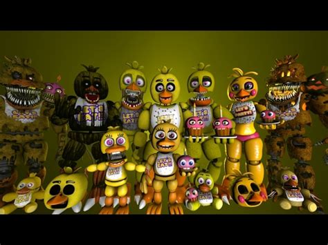 Every Version Of Chica Fnaf Fnaf 1 Fnaf 4 Fnaf World Youtube