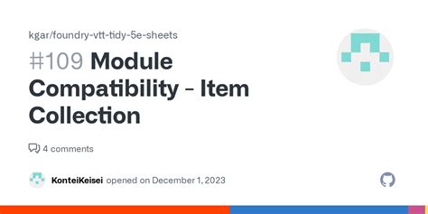 Module Compatibility Item Collection · Issue 109 · Kgarfoundry Vtt