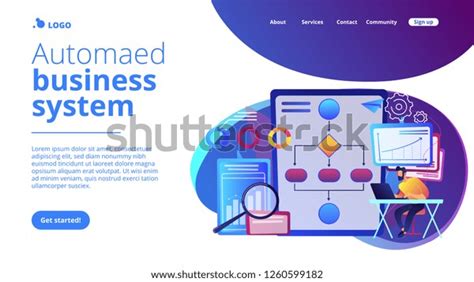 Analyst Working Laptop Automation Process Business Stock Vector