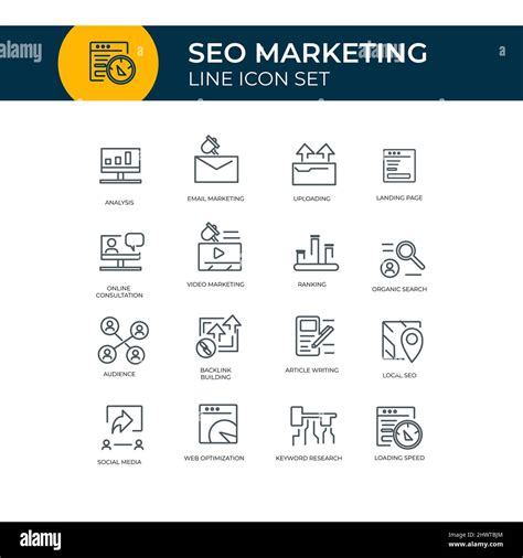Outline Web Icons Set Search Engine Optimization Icon Set Simple Vector Illustration