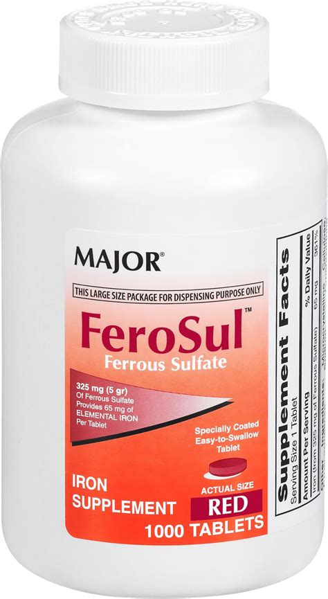 Major Ferosul Ferrous Sulfate 325 Mg Tablets Iron