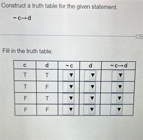 Solved Construct A Truth Table For The Given Statement Cd Chegg Com