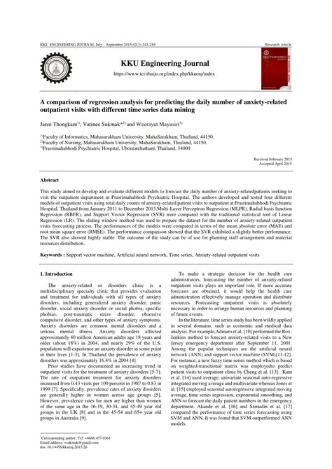 Pdf A Comparison Of Regression Analysis For Predicting The Daily