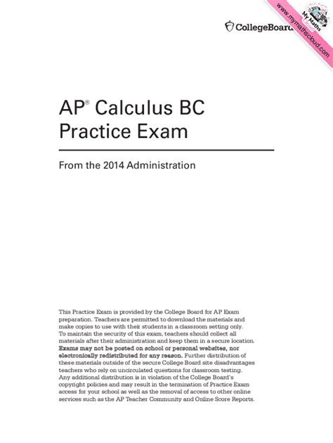 Fillable Online Ap Calculus Ab And Bc Course And Exam College Board Fax Email Print