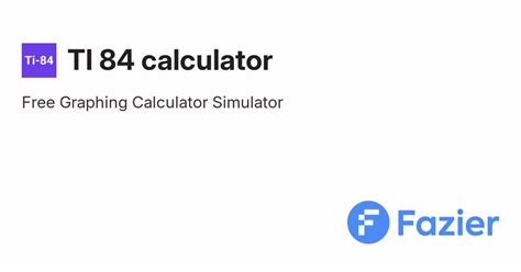 Ti 84 Calculator Fazier