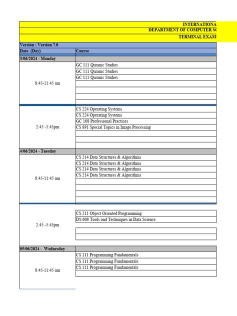 terminal exam date sheet spring 24 version 7 0 pdf databases