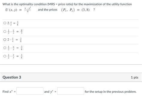 Solved What Is The Optimality Condition Mrs Price Ratio