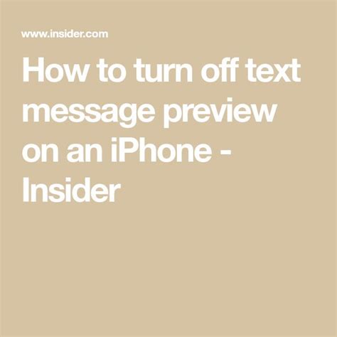 How To Turn Off Text Message Preview On An IPhone Insider Text Messages Messages Turn Off