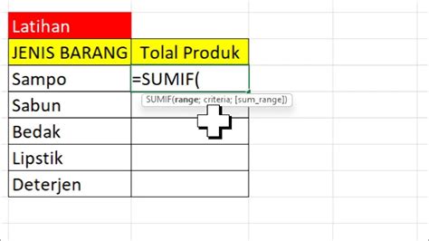 Cara Menggunakan Rumus Sum If Di Excel Belajar Excel Pemula Youtube