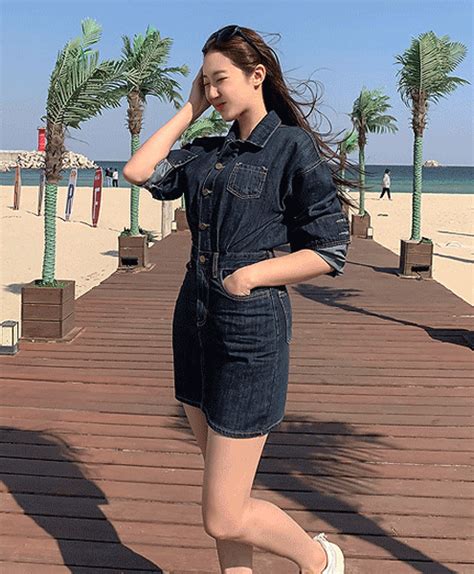 💓1만장돌파💓 [당일발송 주문폭주] 켄스 카라 포켓 긴팔 데님 원피스 fw오프닝 진청 가을원피스 미니원피스 청원피스 free