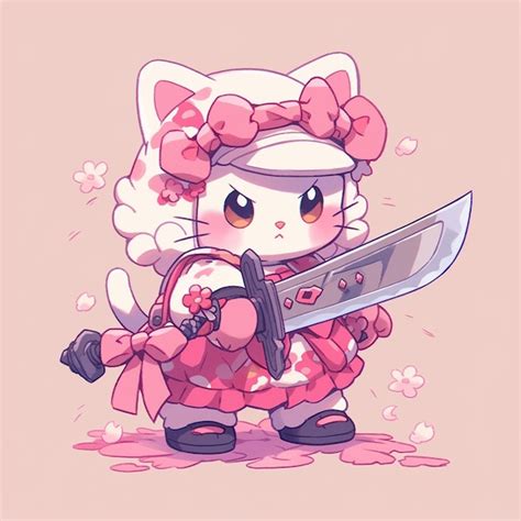 Premium AI Image Cute Cat With Sword
