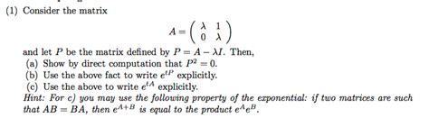 Solved Consider The Matrix A Lambda Lambda And Let Chegg Com