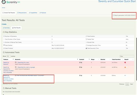 Serenity BDD For A Failed Scenario The Report Is Showing Skipped Gherkin Step As Another