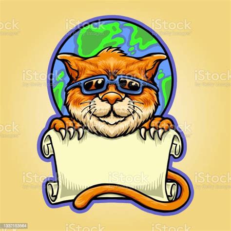 작업 로고 마스코트 상품 티셔츠 스티커 및 라벨 디자인 포스터 인사말 카드 광고 비즈니스 회사 또는 브랜드에 대한 국제 세계 고양이 의 날 템플릿 벡터 일러스트레이션 발톱