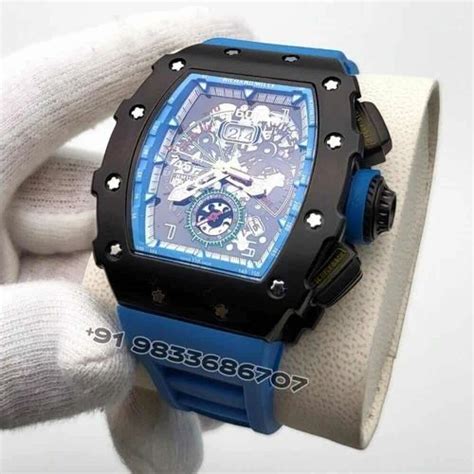 Richard Mille Rm 11 01 Roberto Mancini Flyback Chronograph Blue Rubber