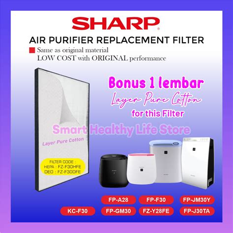 Jual Hepa Filter Air Purifier Sharp Fp F30y Kc F30 Fp J30 Fz Y28fe Fp Jm30 Bonus Layer