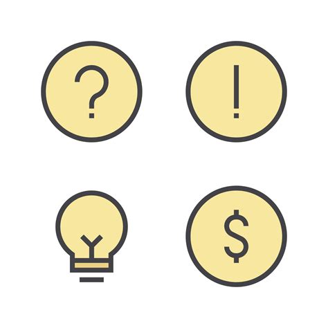 User Interface Icons Set Question Mark Warning Lamp Dollar Perfect For Website Mobile App