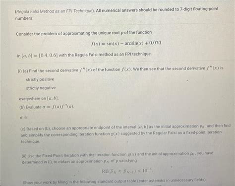 Solved Regula Falsi Method As An Fpi Technique All