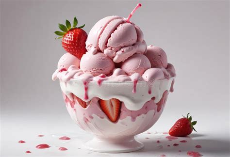 A Close Up Shot Of A Pink Strawberry Ice Cream Stock Illustration