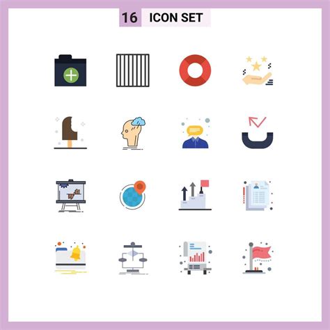 Editable Vector Line Pack Of 16 Simple Flat Colors Of Ice Cream Food Recreations Dessert Present