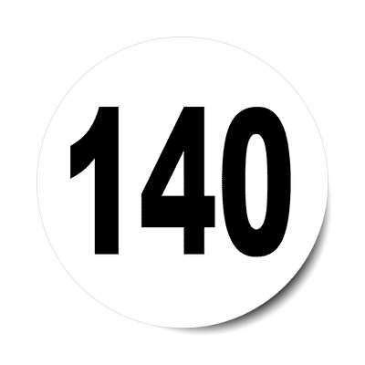 Number 140 White Black Stickers Magnet Wacky Print