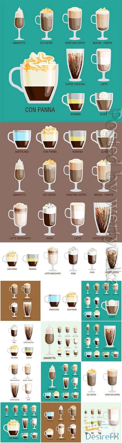Download Coffee And Coffee Drinks In Assortment In Vector Desirefxcom