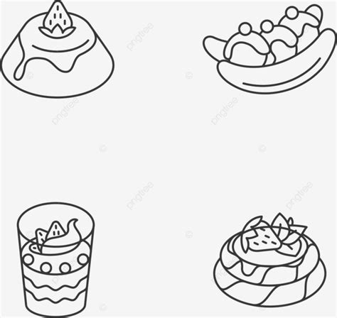 Popular Sweets Linear Icons Set Art Meal Culinary Vector Art Meal