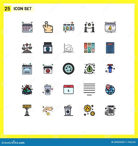 25 Universal Filled Line Flat Colors Set For Web And Mobile Applications Date Bell Drugs