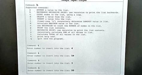 Solved Command H Supported Commands A Append A Value To The List