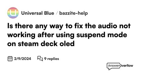Is There Any Way To Fix The Audio Not Working After Using Suspend Mode